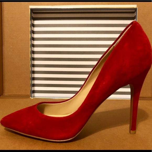 Shoes | Fiery Red Suede Heel | Poshmark